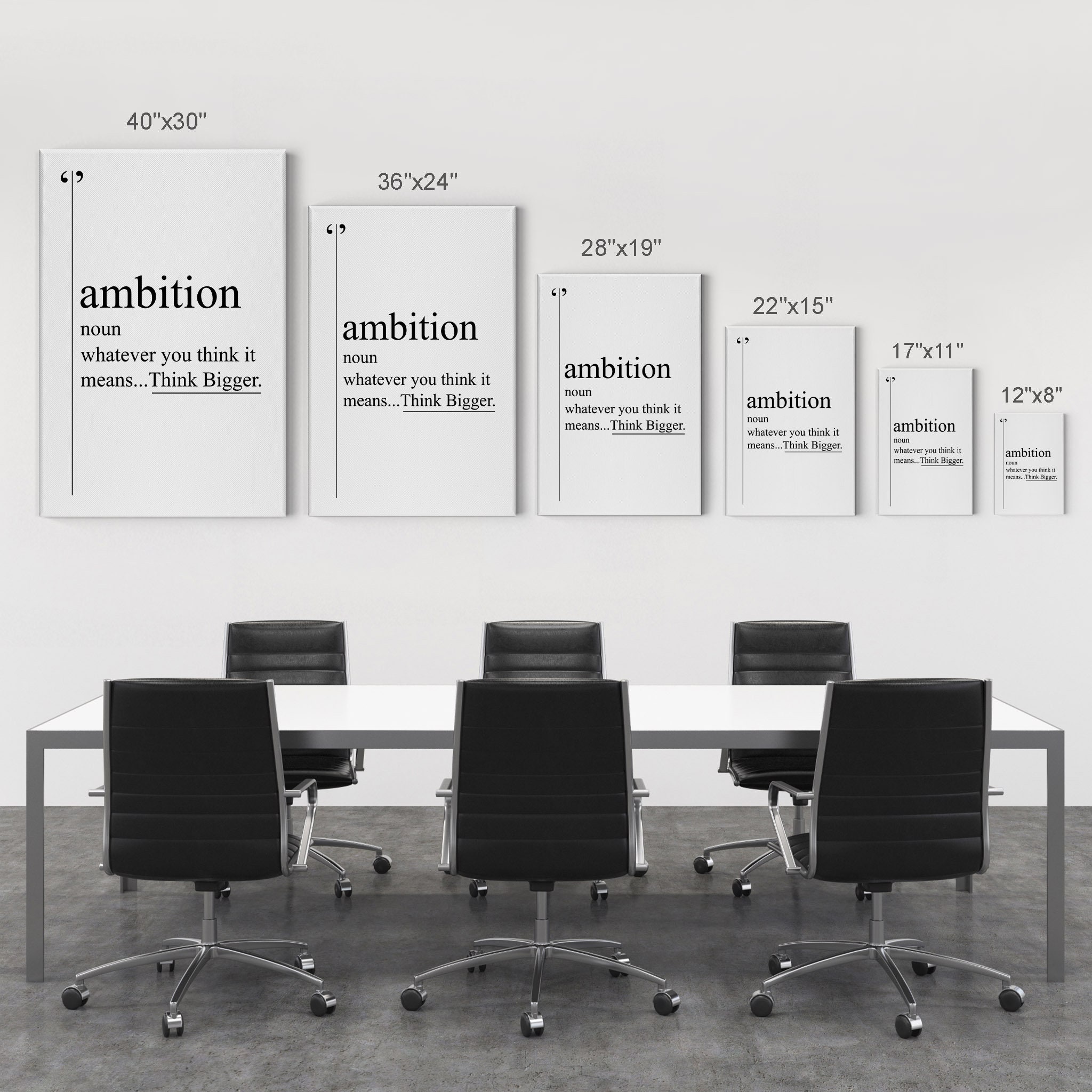 Ambition Definition Black and White Dictionary Motivational Canvas Wall ...
