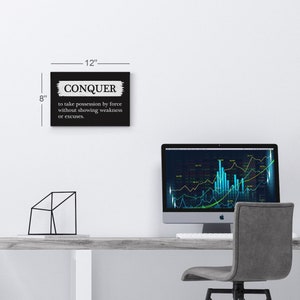 Conquer Definition Black and White Dictionary Motivational Canvas Wall ...