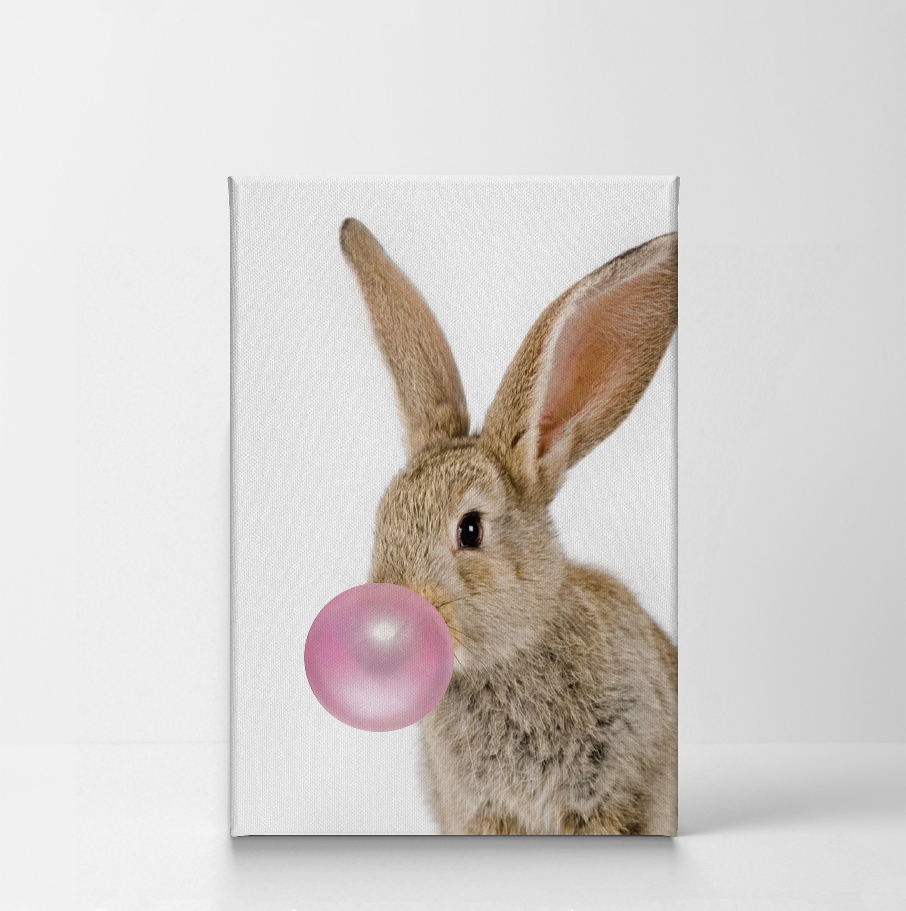 Bunny Rabbit Animal Bubble Gum Art Pink Canvas Print Animal | Etsy