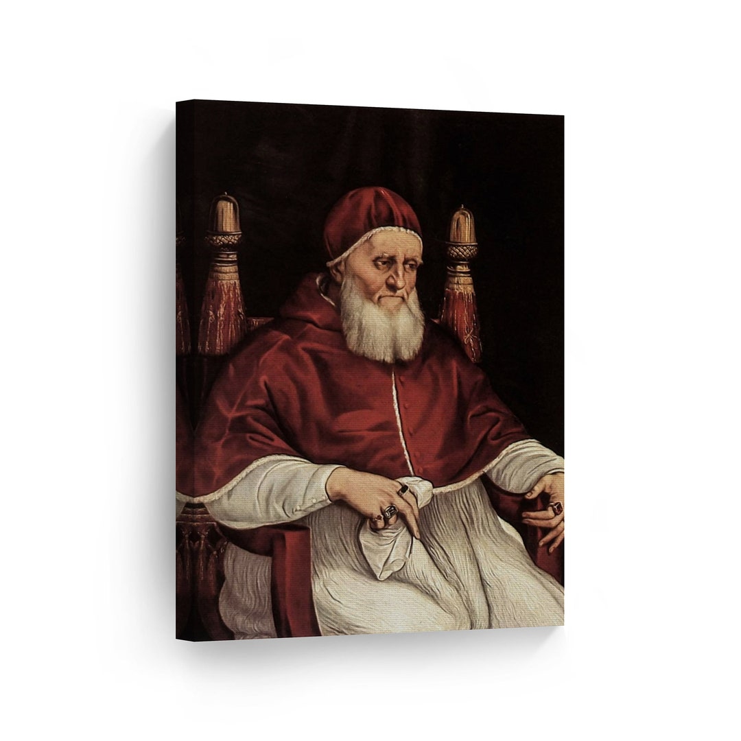 Portrait of Pope Julius II by Raphael Art Canvas Wall Art Print Famous ...