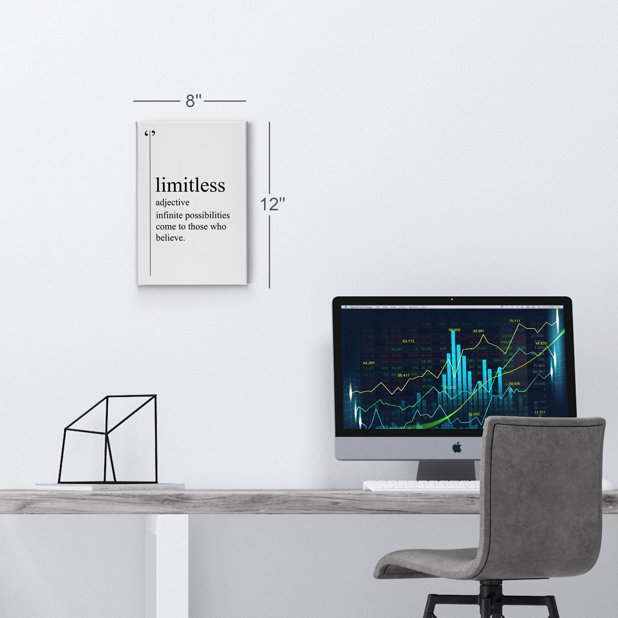 Limitless Definition Black and White Motivational Canvas Wall Art Print ...