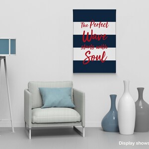 Inspirational Quote Red Calligraphy Navy Blue and White Striped ...
