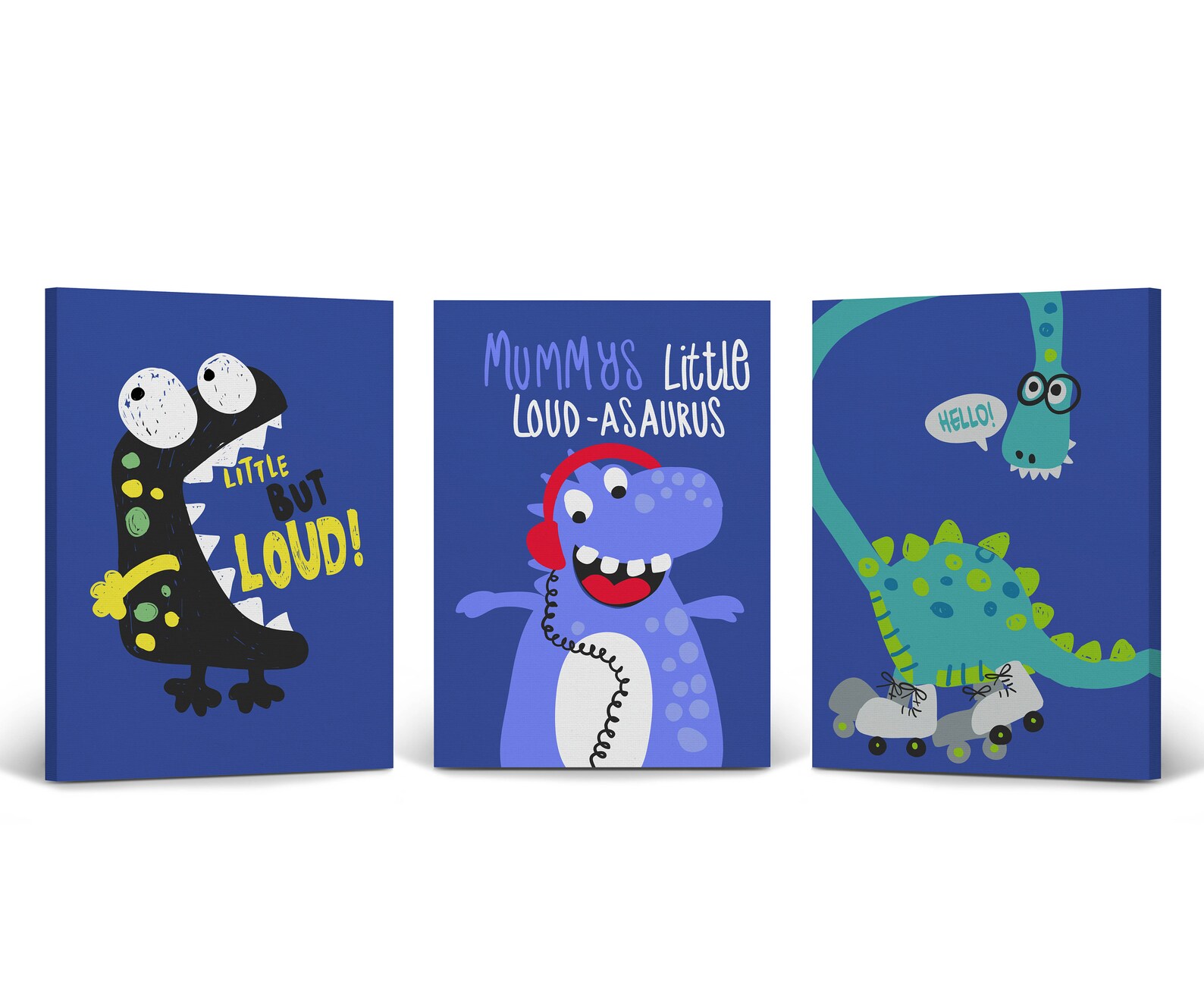 Cute Little Monster Wall Decor 3 Panel Canvas Print Set Kids Room Decor ...
