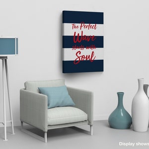 Inspirational Quote Red Calligraphy Navy Blue and White Striped ...