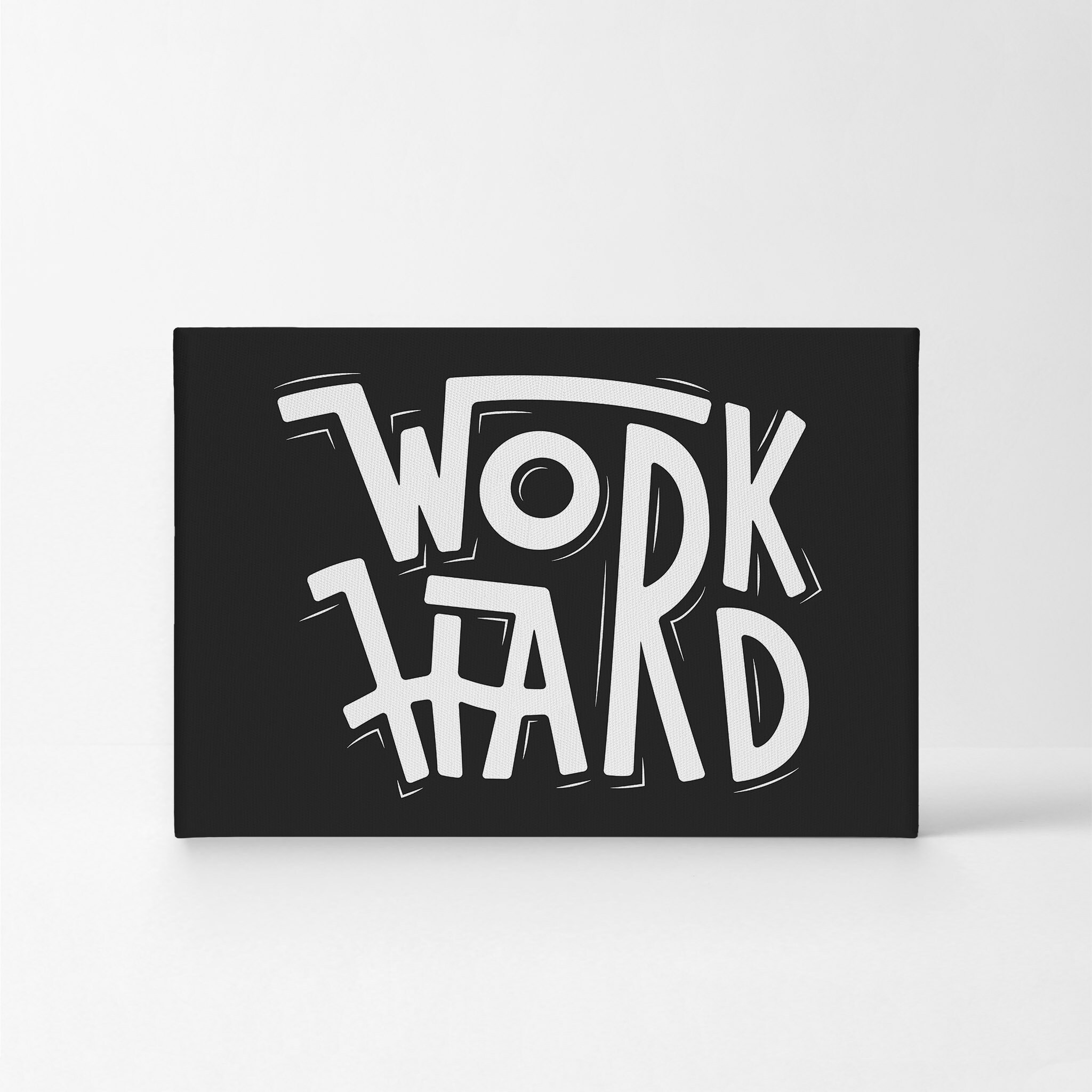 Work Hard Black and White Inspiring Lettering Motivational Canvas Wall ...