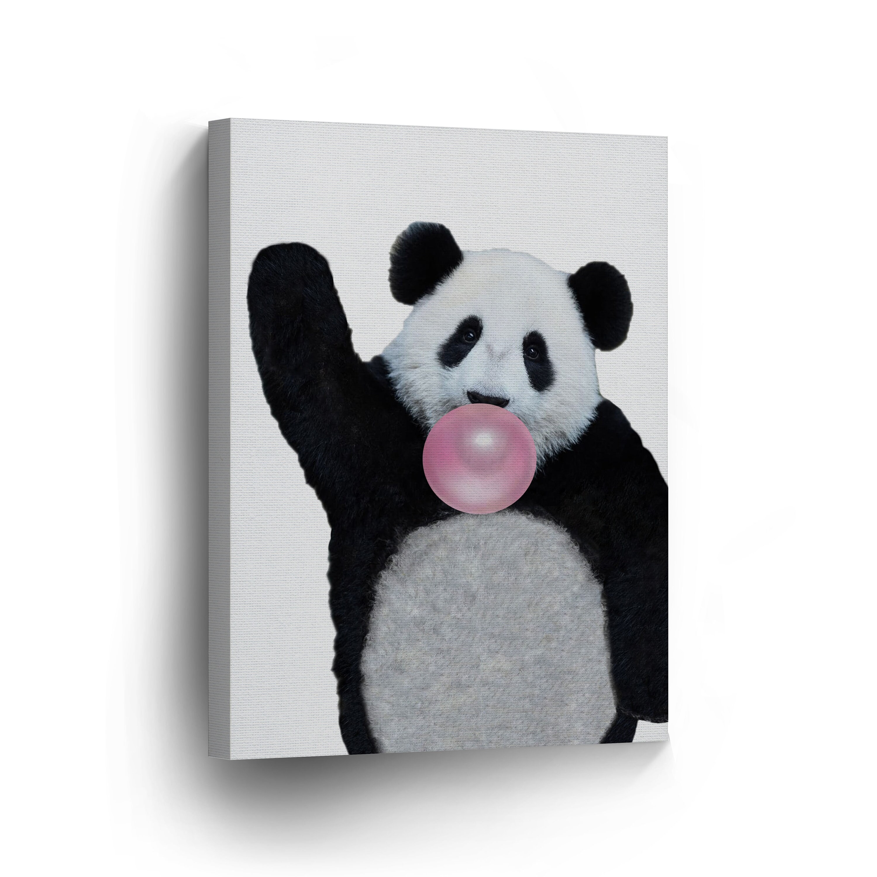 Cute Panda Animal Bubble Gum Art Pink Chewing Gum Canvas Print | Etsy