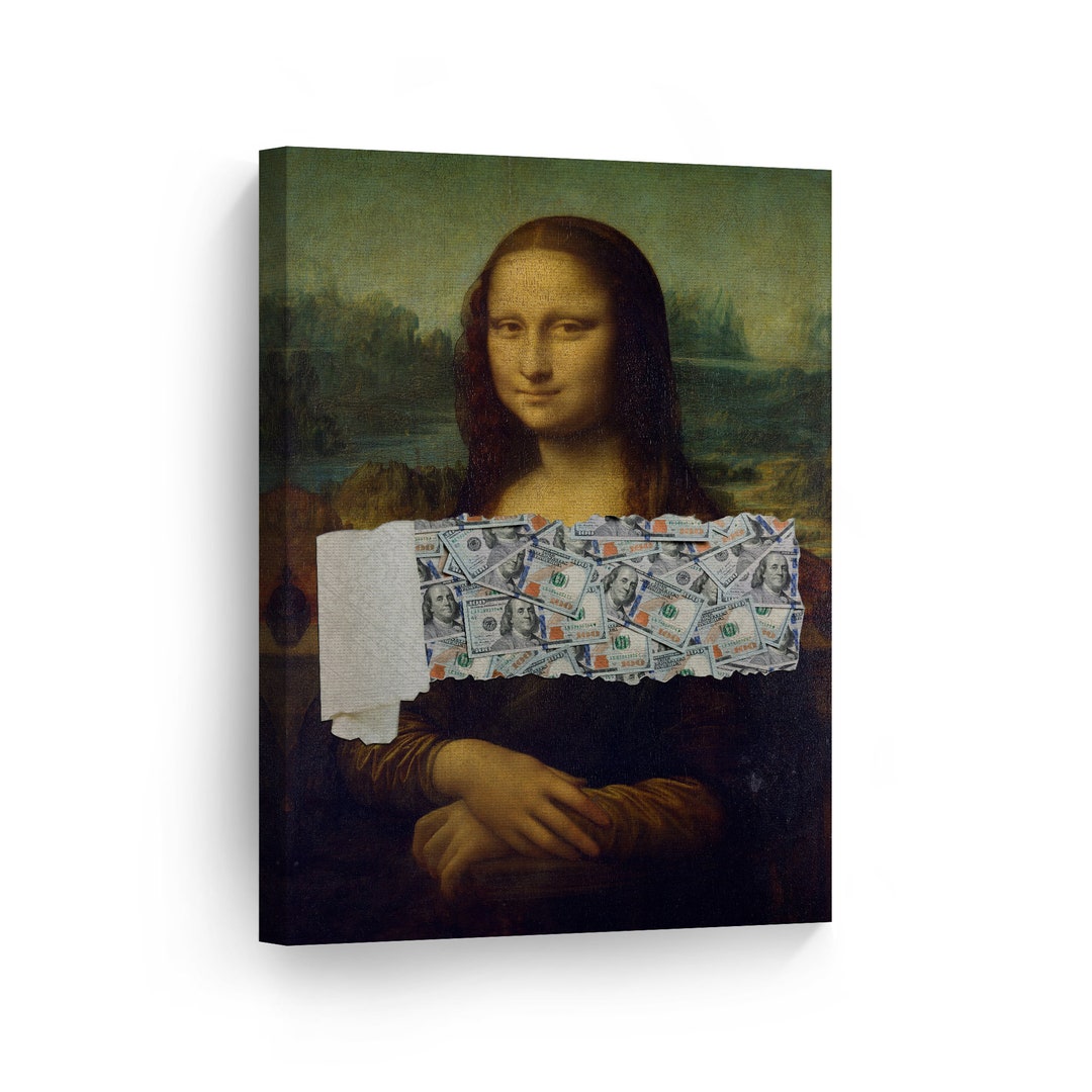 Mona Lisa Painting and 100 Dollar Money Motivational Canvas Wall Art ...