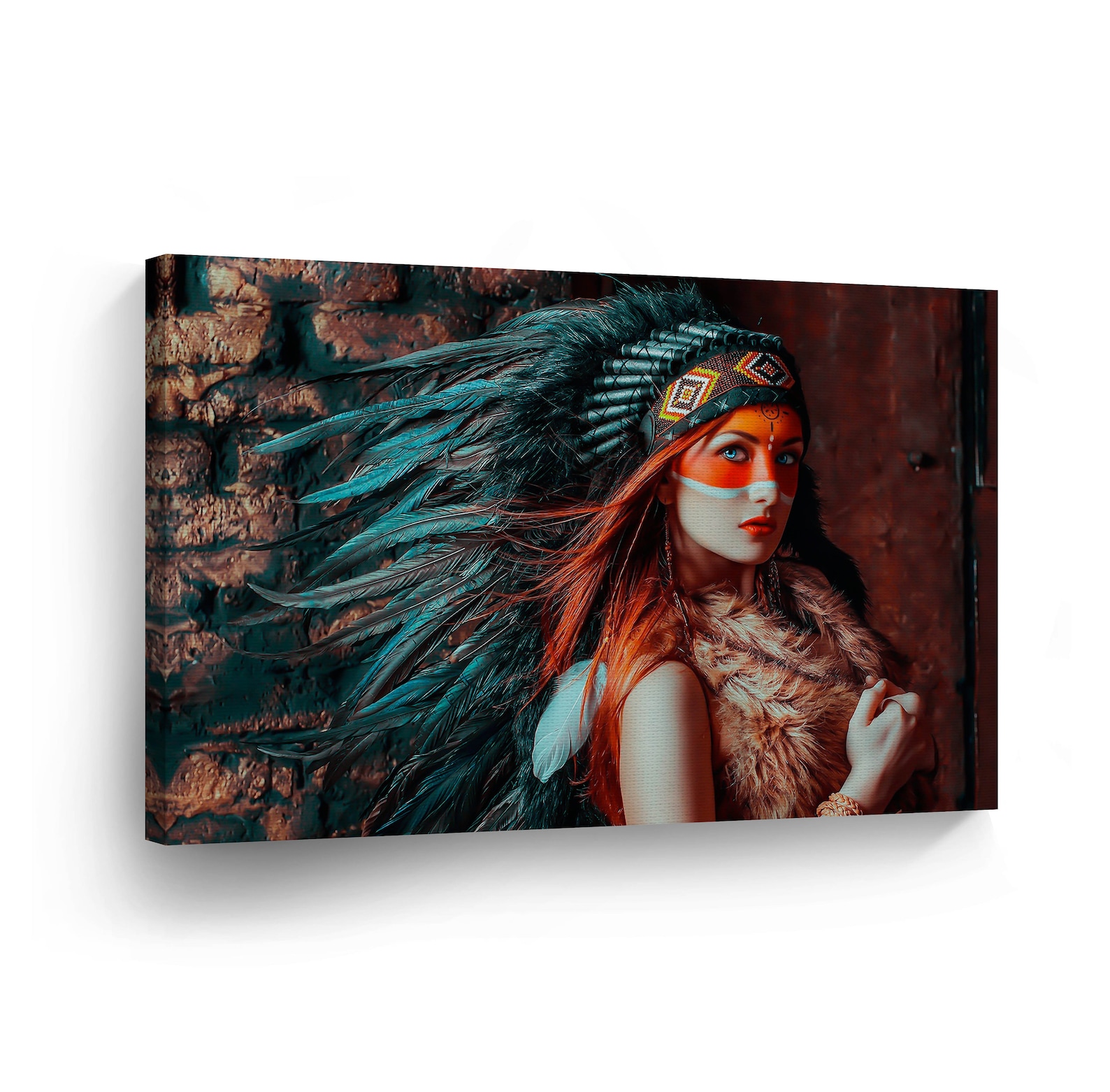 Indian Art Red Haried Native American Woman CANVAS PRINT Indian Decor ...