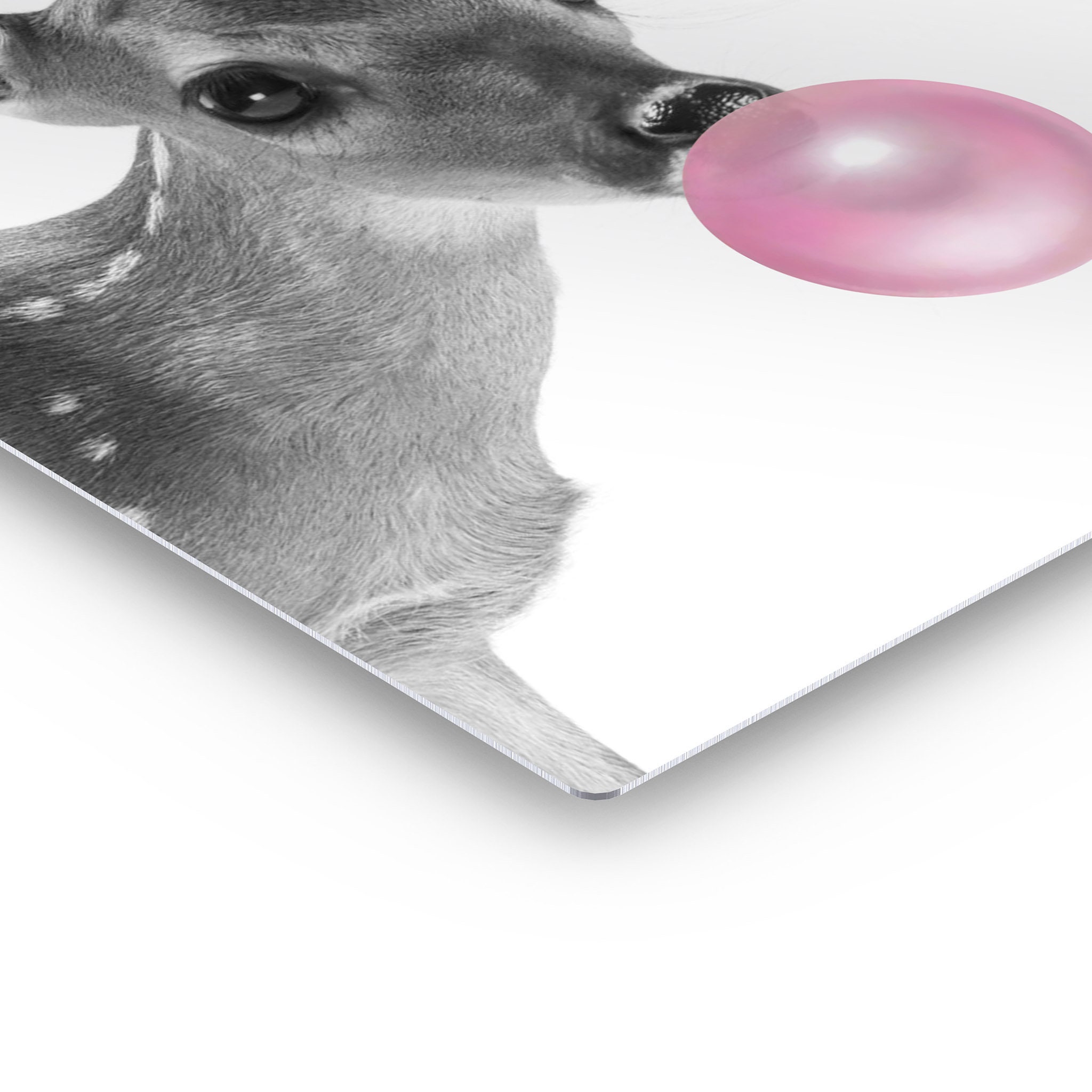Baby Deer Animal Bubble Gum Art Pink Metal Print Wall Art Home | Etsy