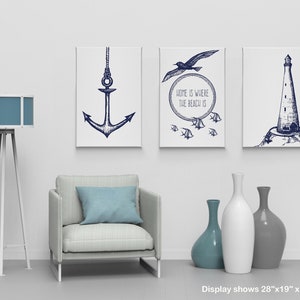 Anchor Lighthouse and Quote Navy Blue White Nautical Decor 3 - Etsy