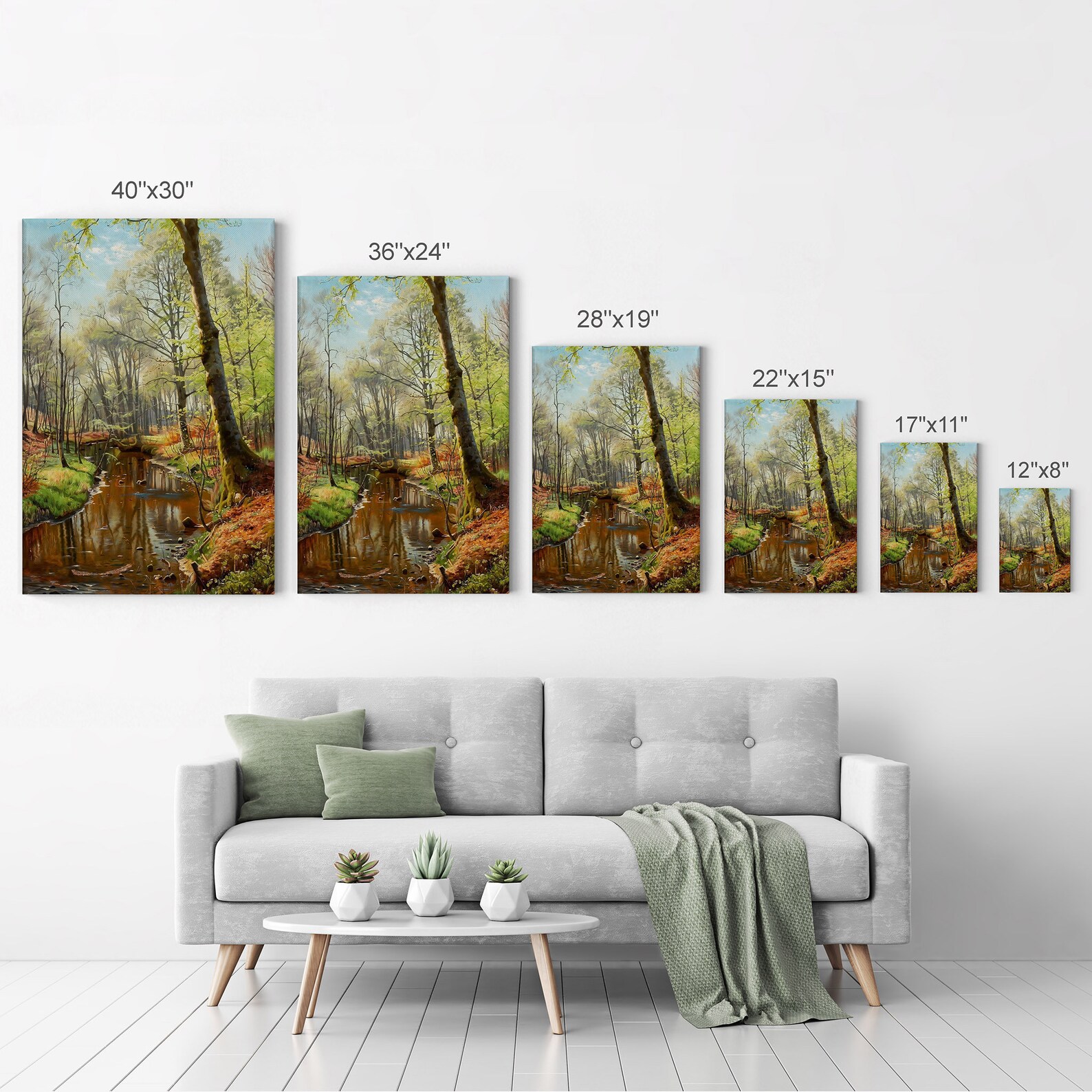 Beech Trees at a Stream in Woods Peder Mork Monsted Canvas Wall Art ...