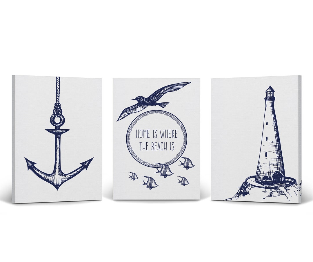 Anchor Lighthouse and Quote Navy Blue White Nautical Decor 3 - Etsy