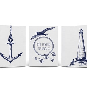 Anchor Lighthouse and Quote Navy Blue White Nautical Decor 3 Pieces ...