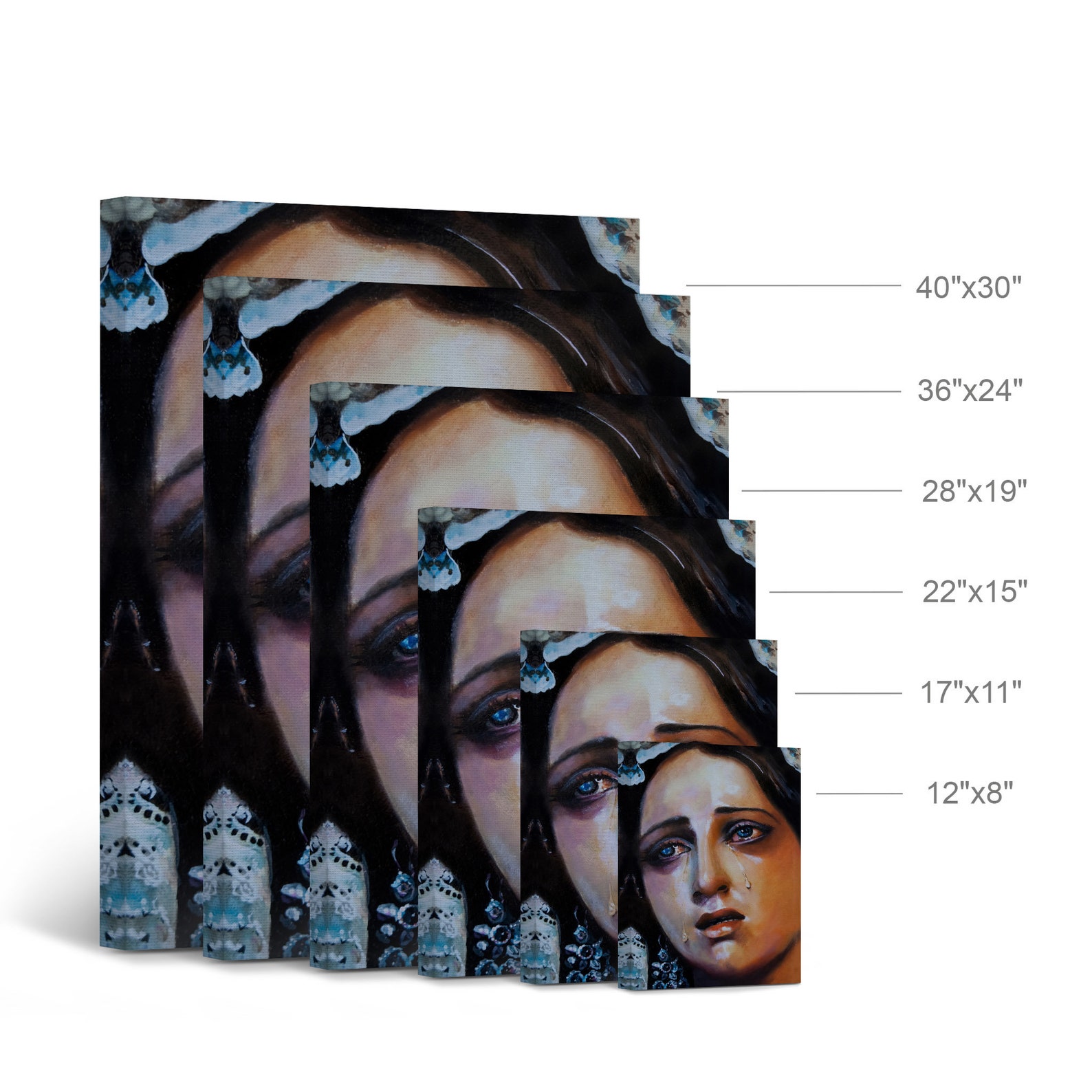 Crying of Virgin Mary in Tears Oil Painting Canvas Wall Art - Etsy