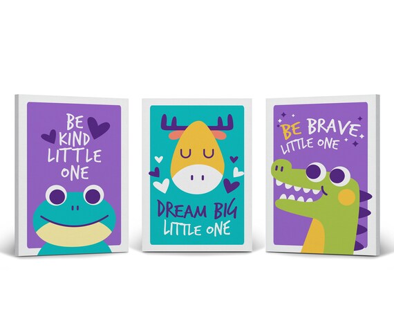 Cute Animal Motivational Quote Wall Decor 3 Panel Canvas Print | Etsy