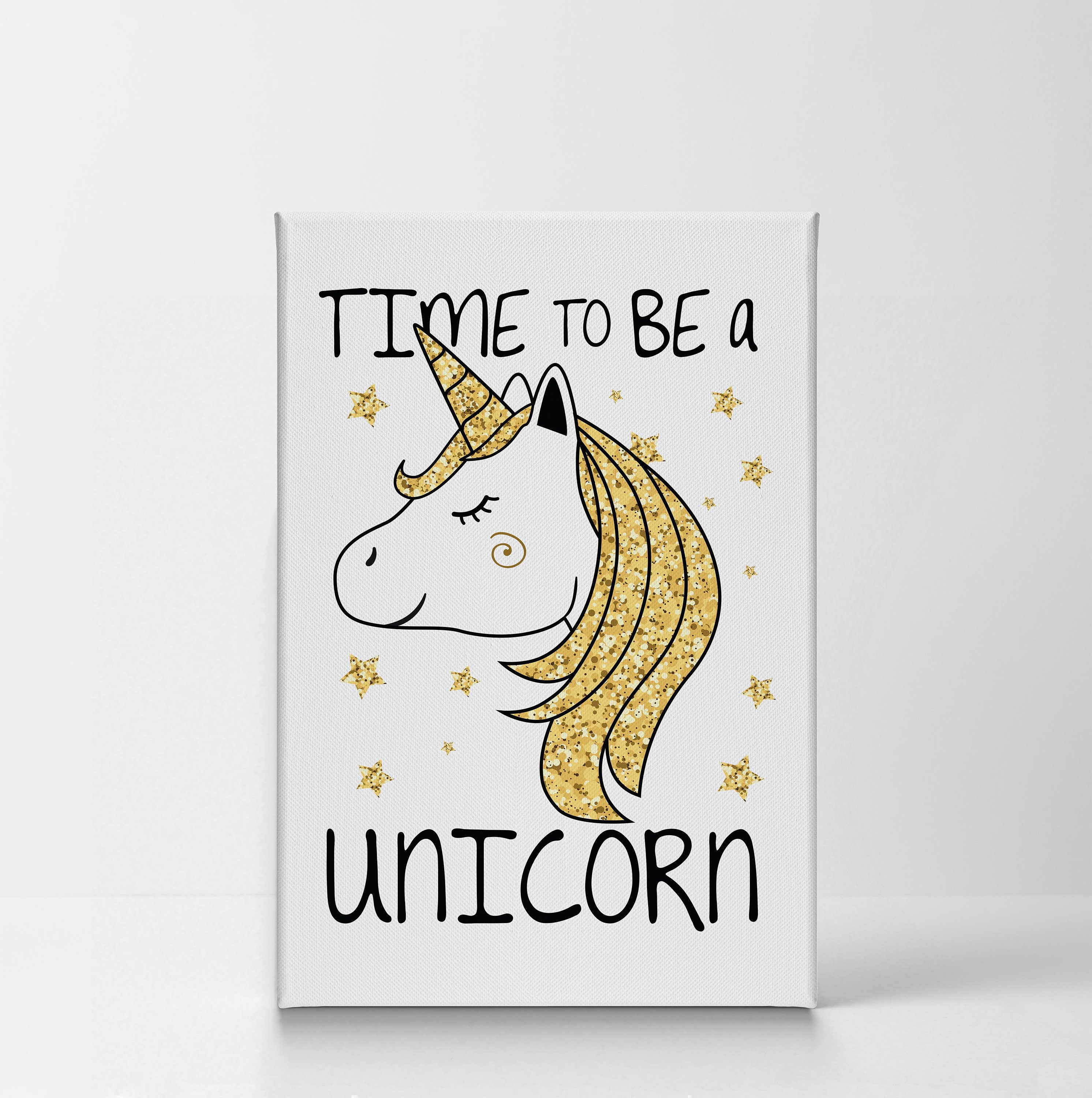 Time to Be A Unicorn Unicorn Quote Wall Decor CANVAS PRINT Kids Room ...