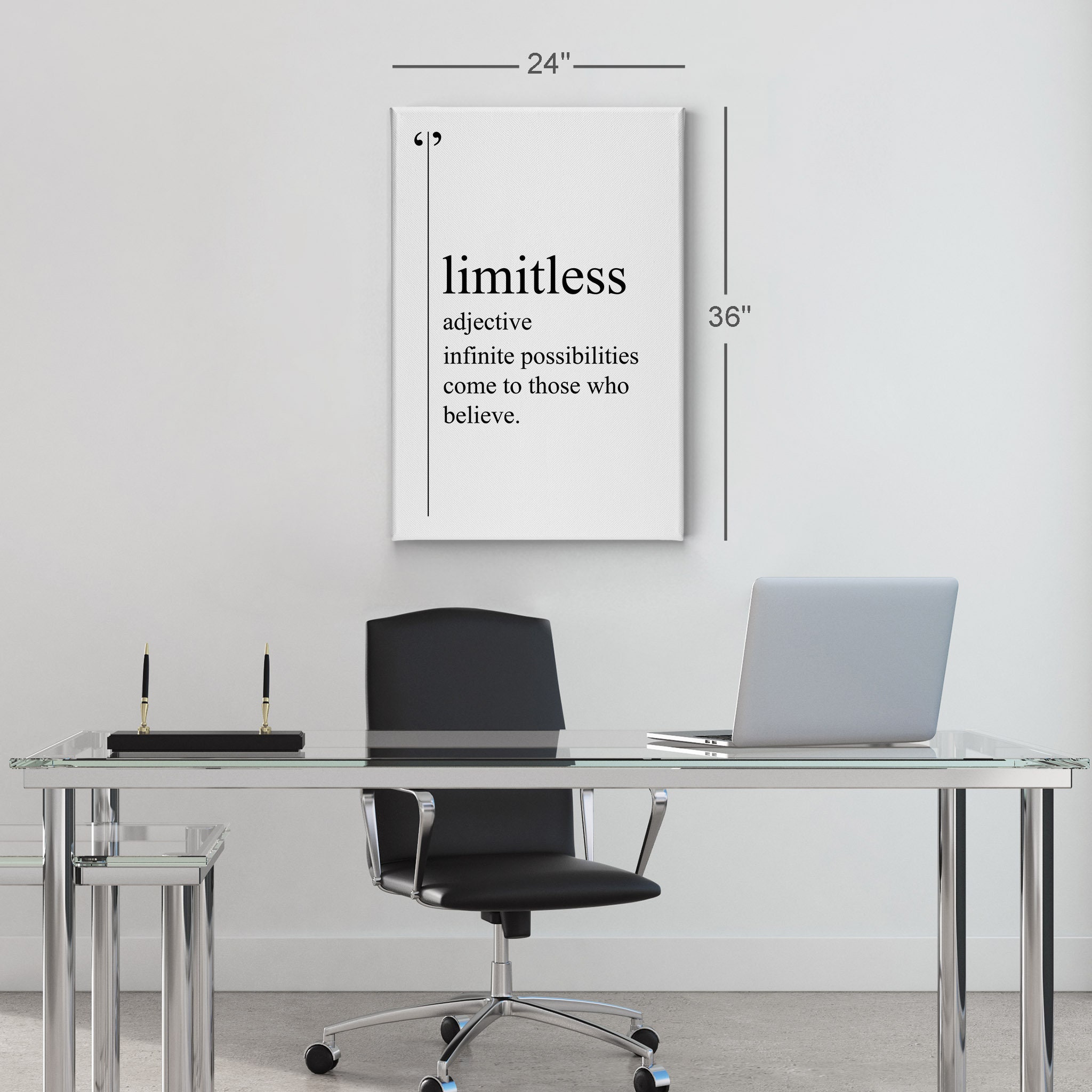 Limitless Definition Black and White Motivational Canvas Wall Art Print ...