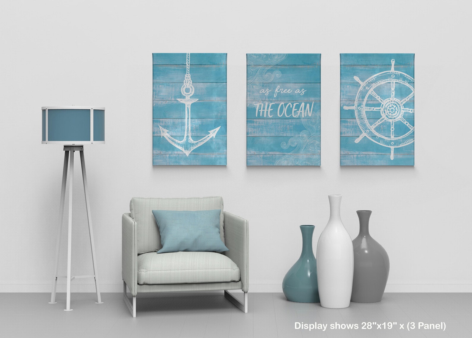 Anchor Ship Wheel and Ocean Quote Blue Wooden Nautical Decor 3 - Etsy