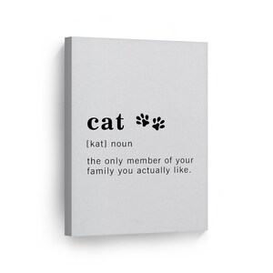 Funny Noun Dictionary Definition of Cat Canvas Print Inspirational ...