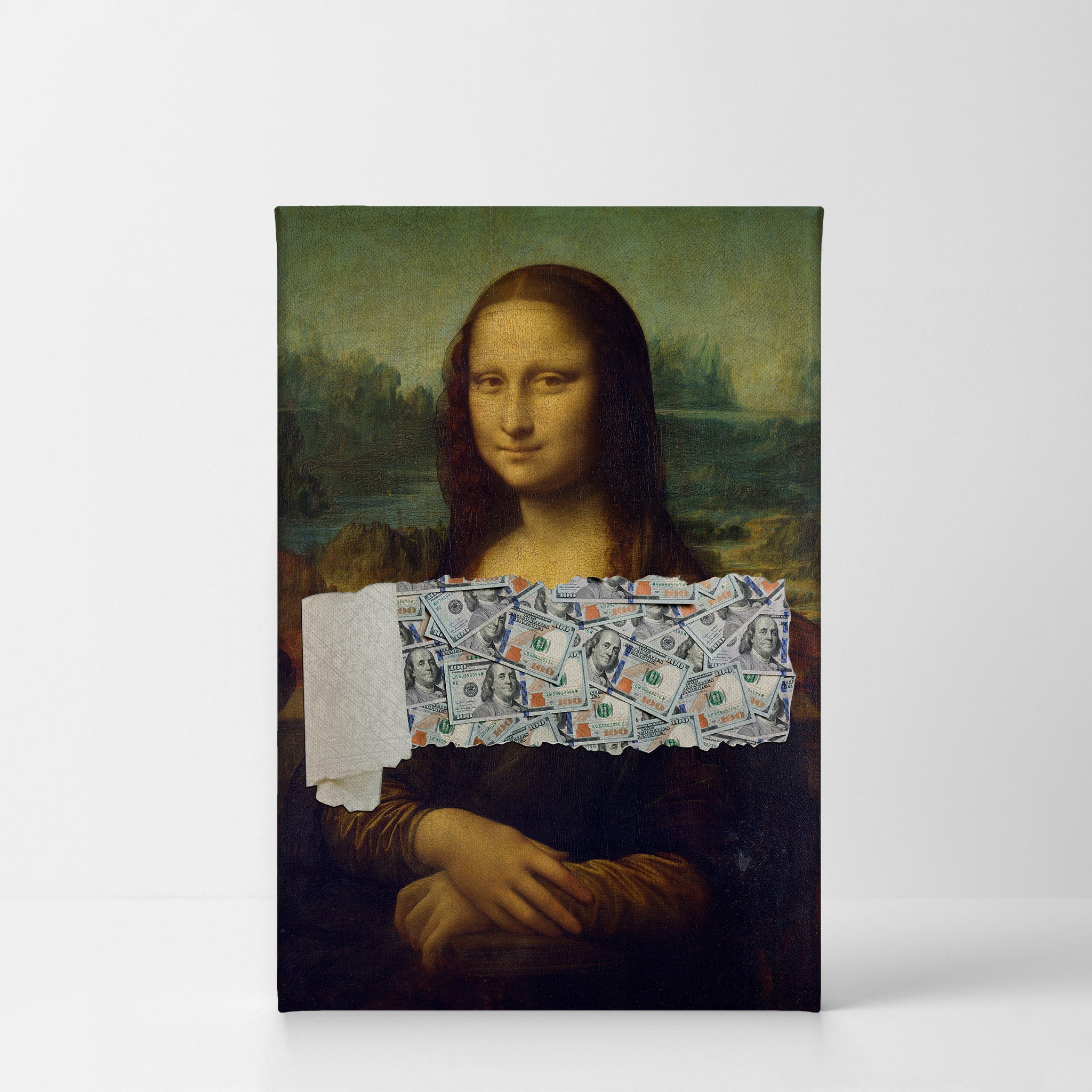 Mona Lisa Painting and 100 Dollar Money Motivational Canvas Wall Art ...