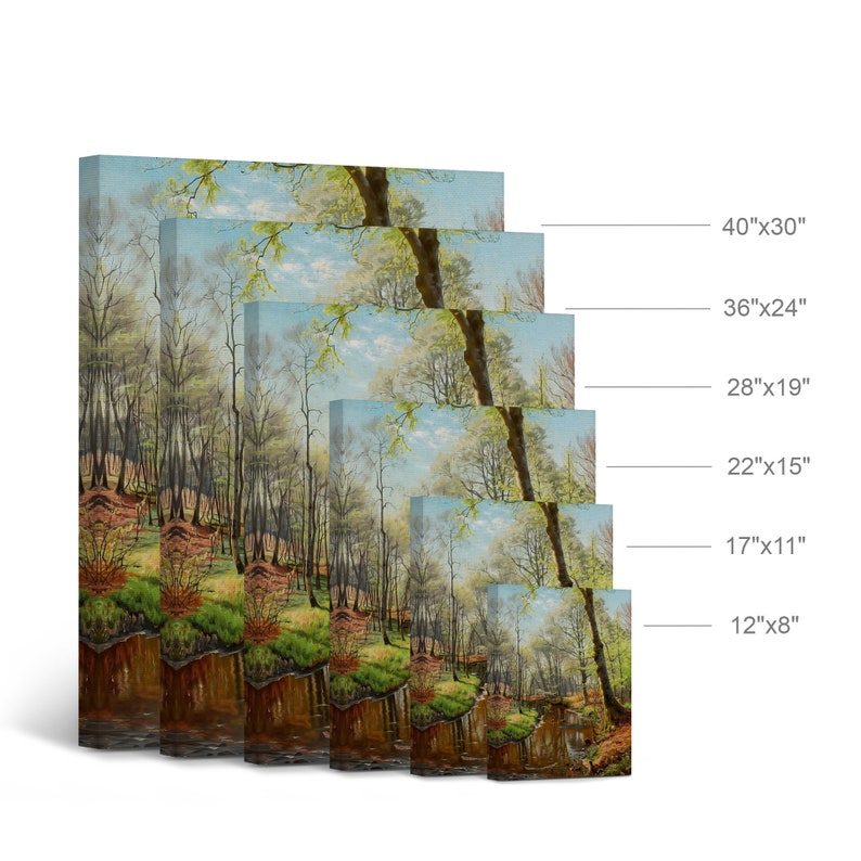 Beech Trees at a Stream in Woods Peder Mork Monsted Canvas Wall Art ...