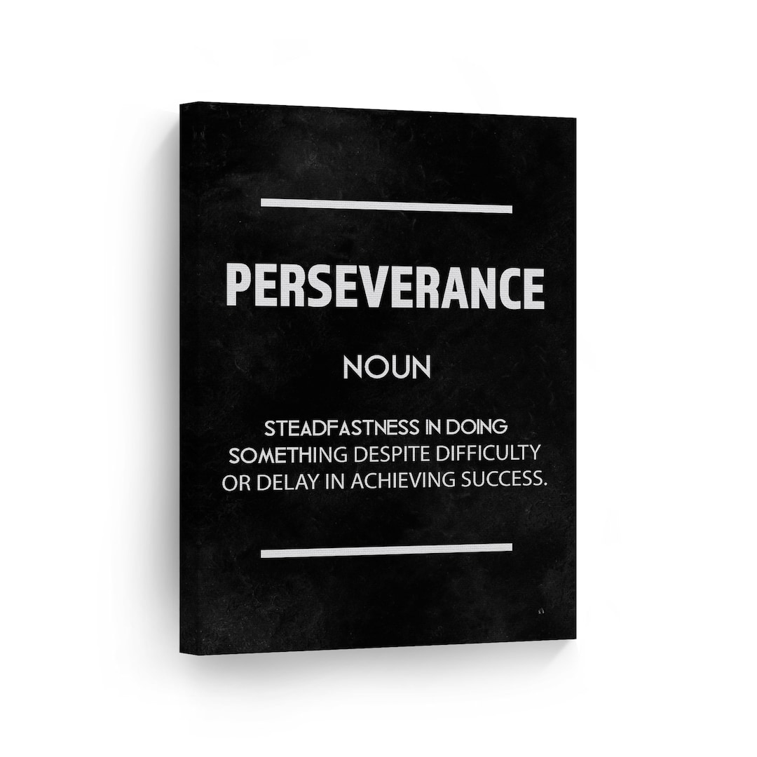 Perseverance Definition Dictionary Black Motivational Canvas Wall Art ...