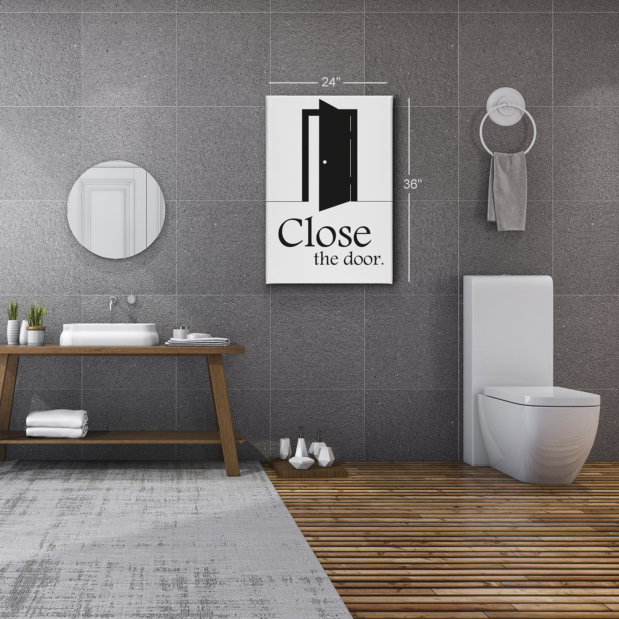 Close the Door Bathroom Decor Canvas Print Funny Bathroom Sign Bathroom ...