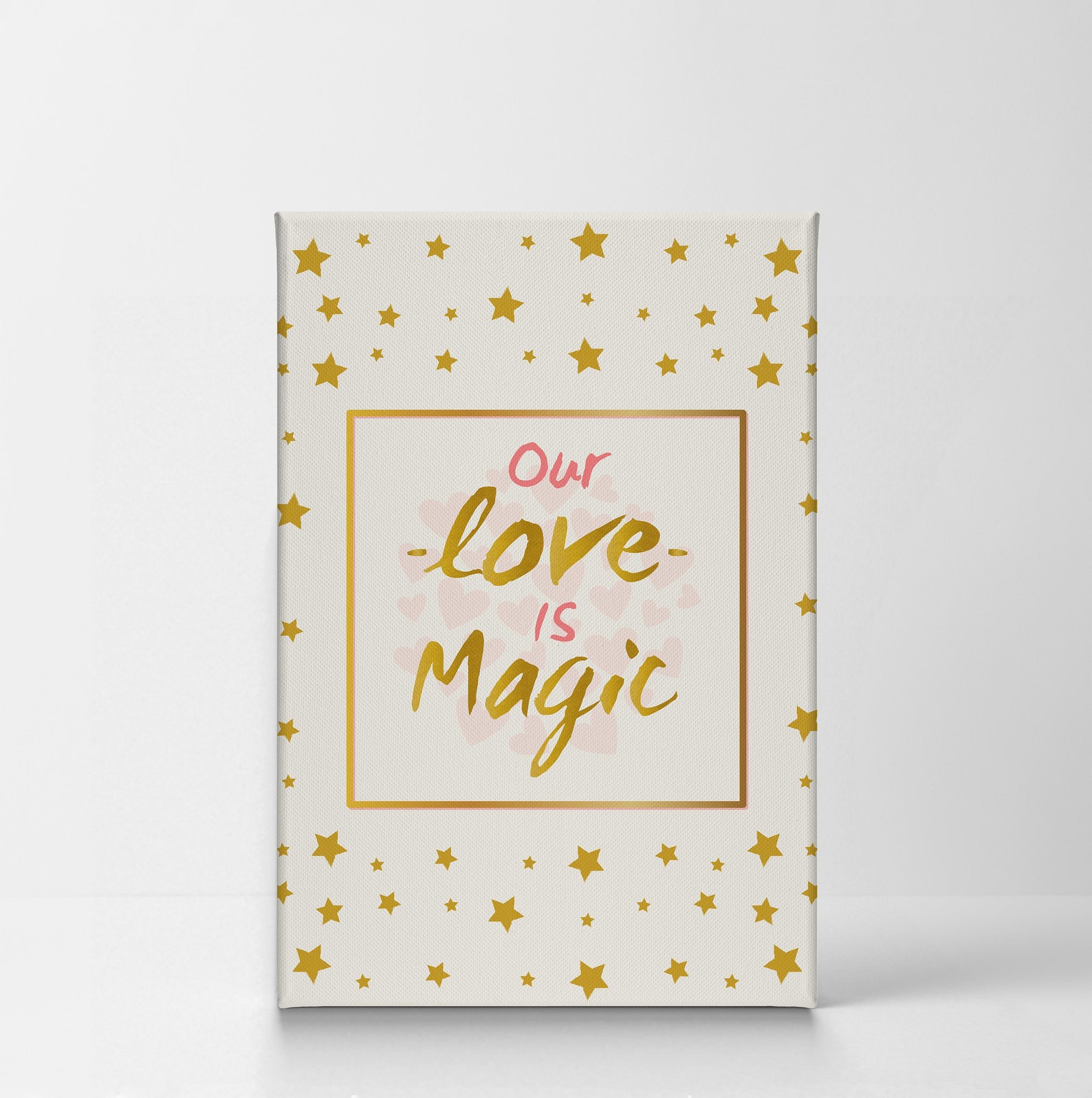 Our Love is Magic Quote Wall Decor Golden Stars Background - Etsy