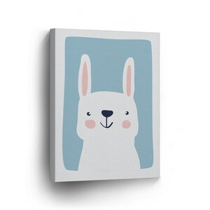Cute Rabbit and Motivational Quote Blue and Gray 2 Panel Canvas Print ...