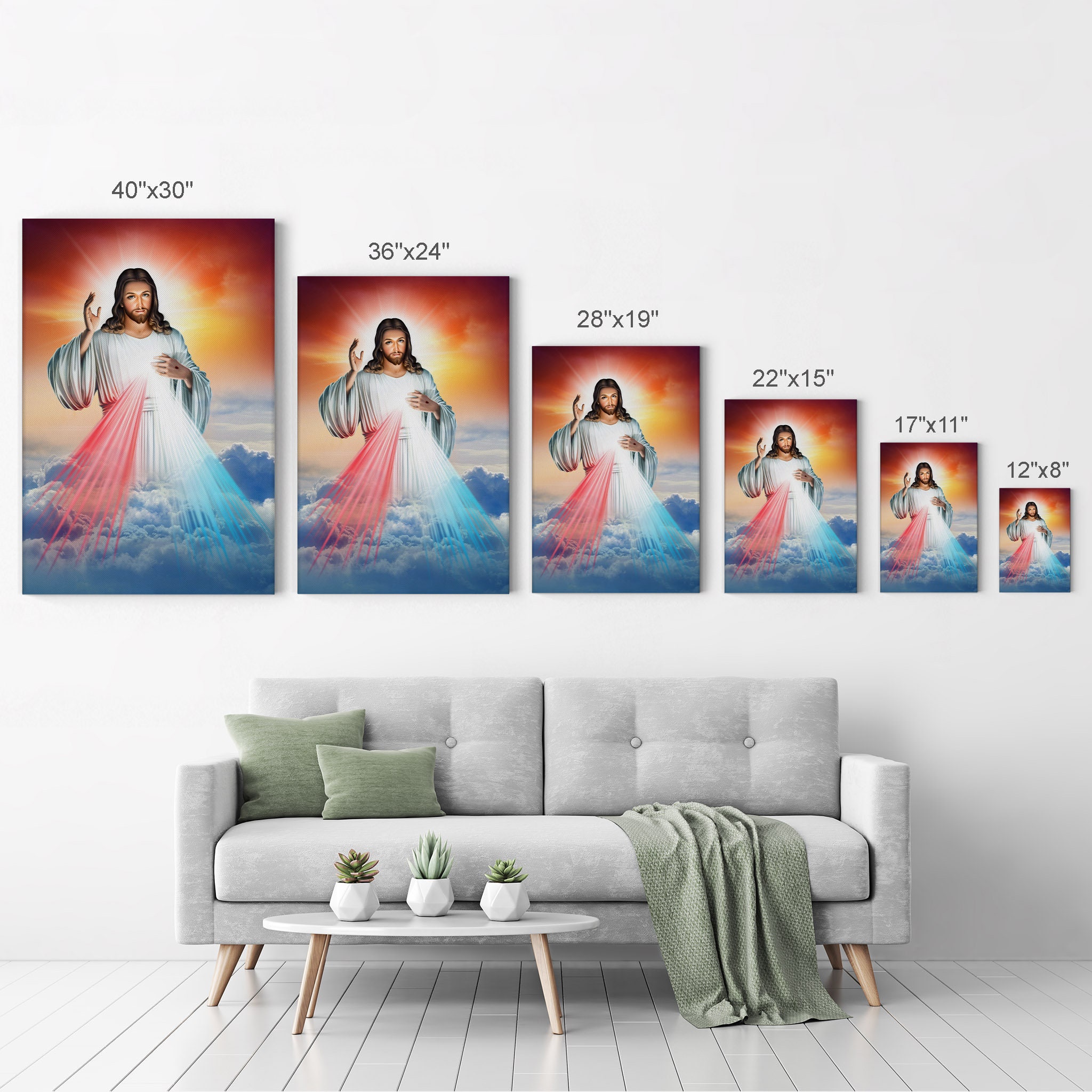 Chaplet of the Divine Mercy Illustration Canvas Wall Art Print Catholic ...