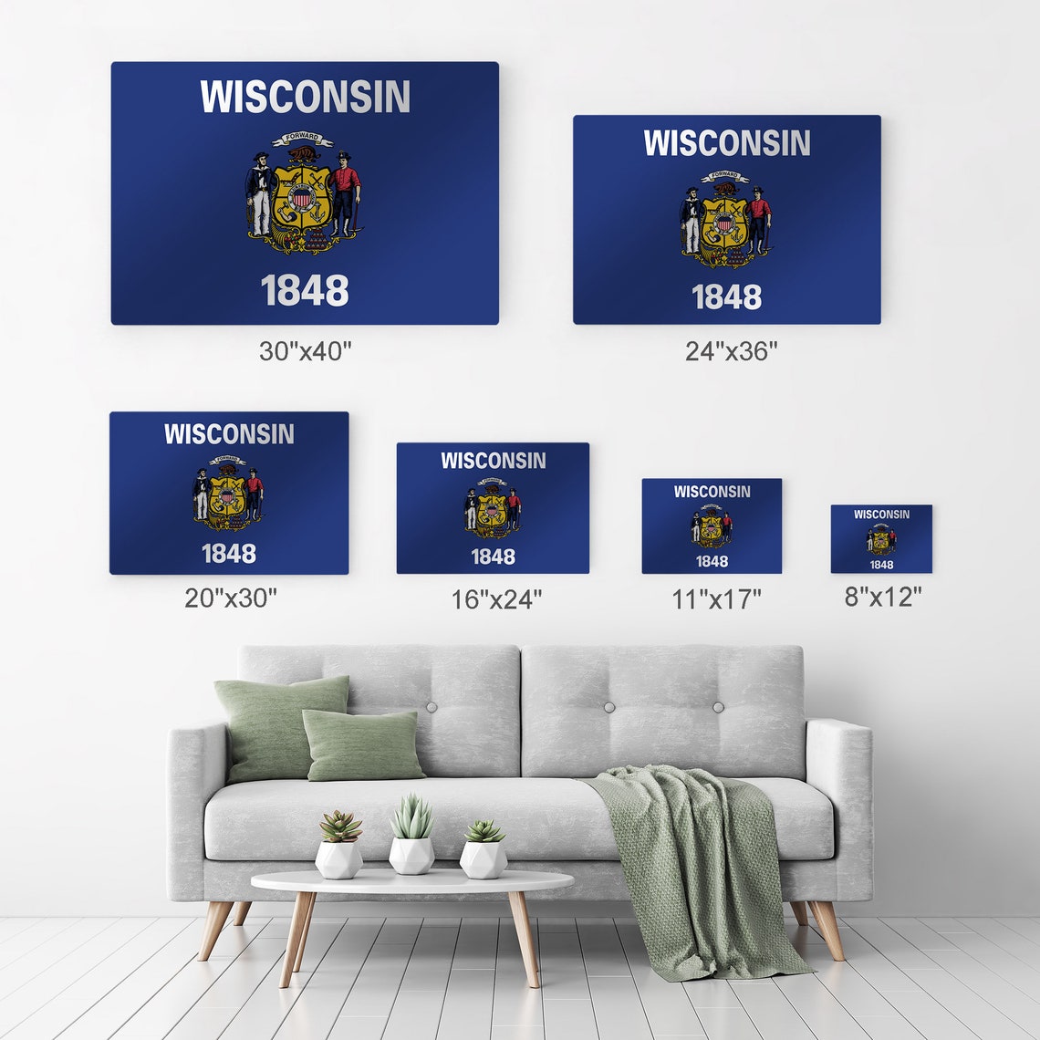 Wisconsin State Flag CANVAS or METAL Wall Art Print State - Etsy