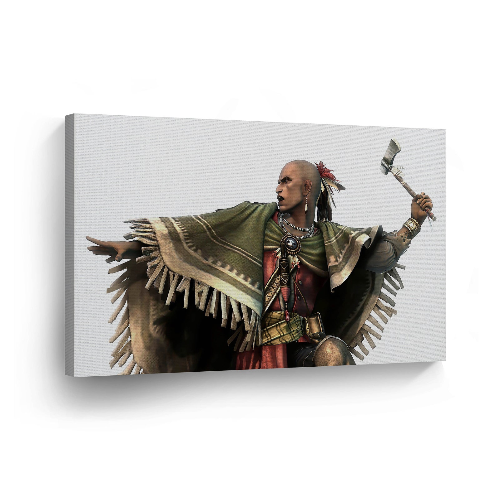 Indian Art Native American Fighter Holding an Axe CANVAS PRINT Indian ...