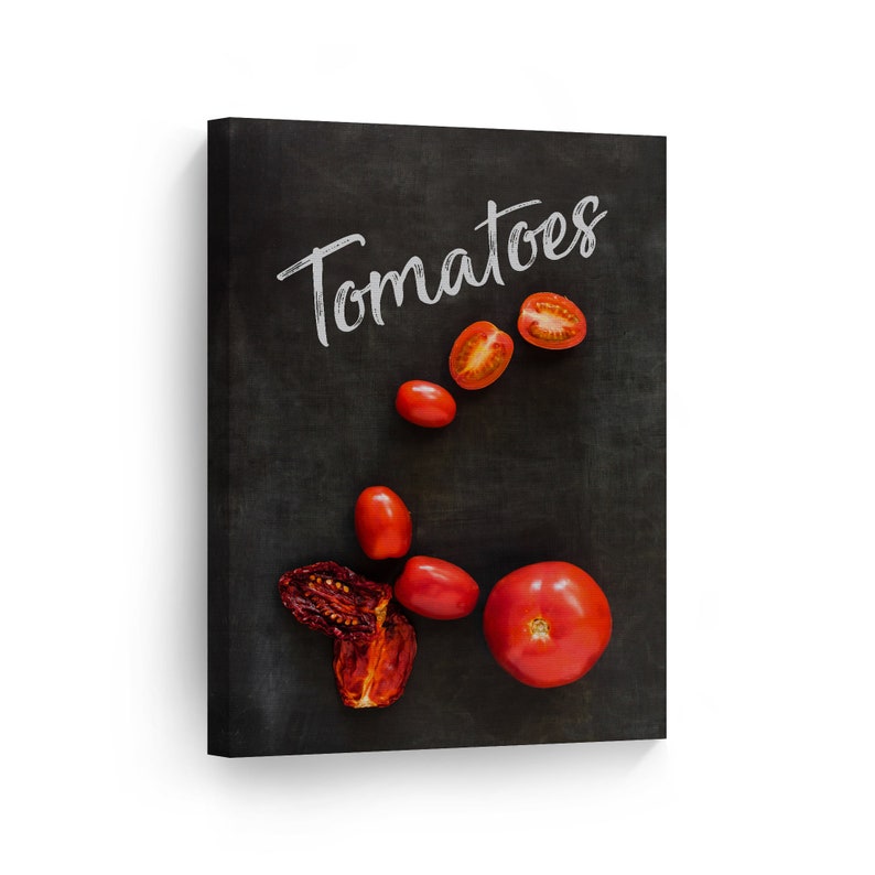 Tomatoes Lettering on Blackboard Kitchen Canvas Wall Art Print ...