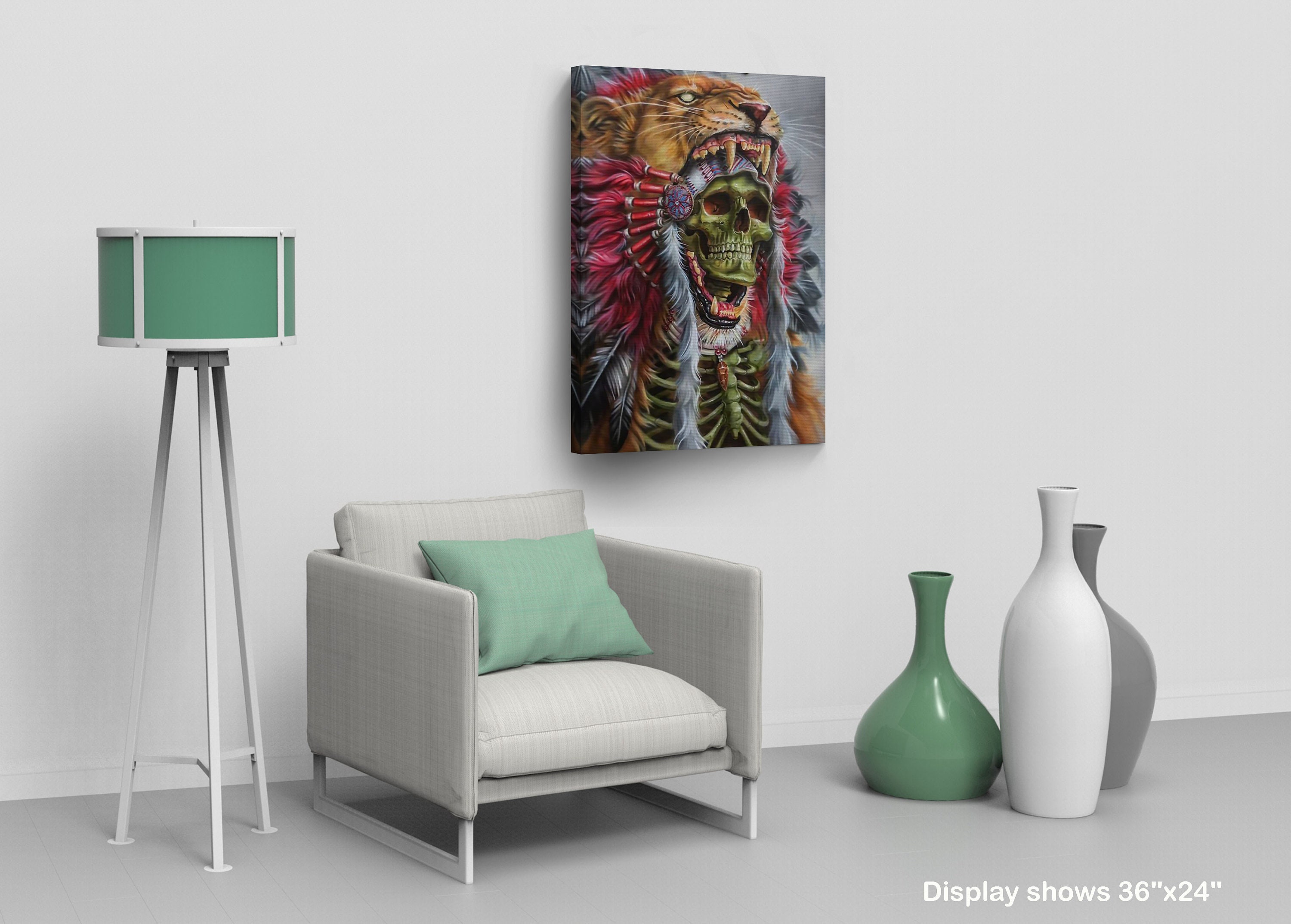 Indian Art Native American Skeleton CANVAS PRINT Indian Decor | Etsy