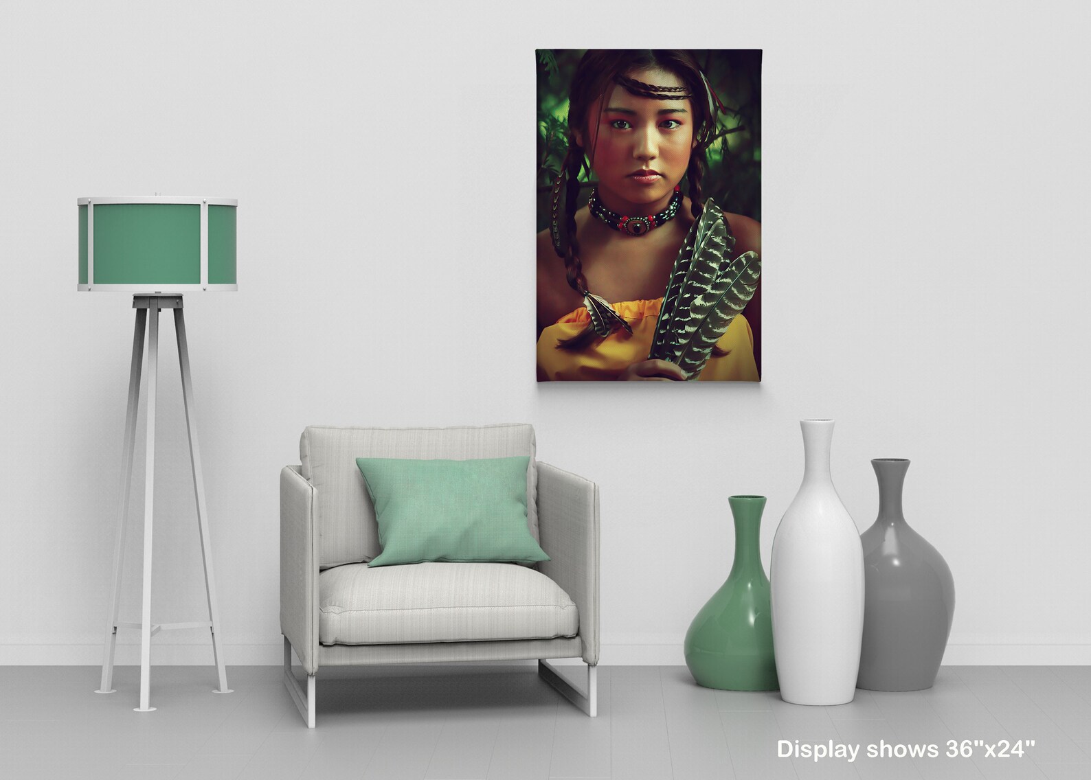 Indian Art Beautiful Native American Woman Girl with Yellow | Etsy