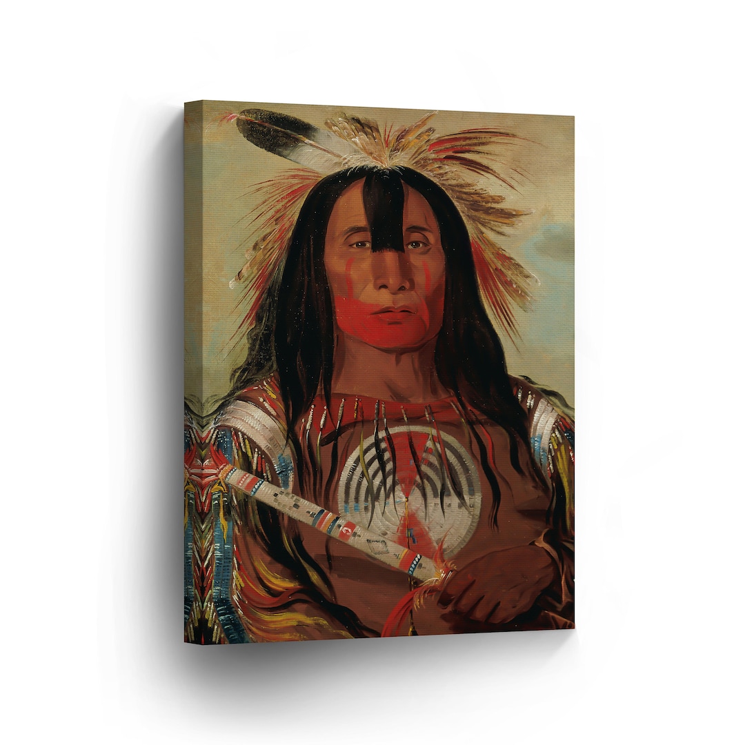 Indian Art Native American Chief With Red Paint on His Face CANVAS ...