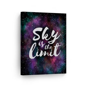 Sky is the Limit Hand Lettering Quote Watercolor Paint Motivational ...