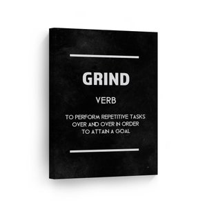Grind Definition Dictionary Black Motivational Canvas Wall Art Print ...