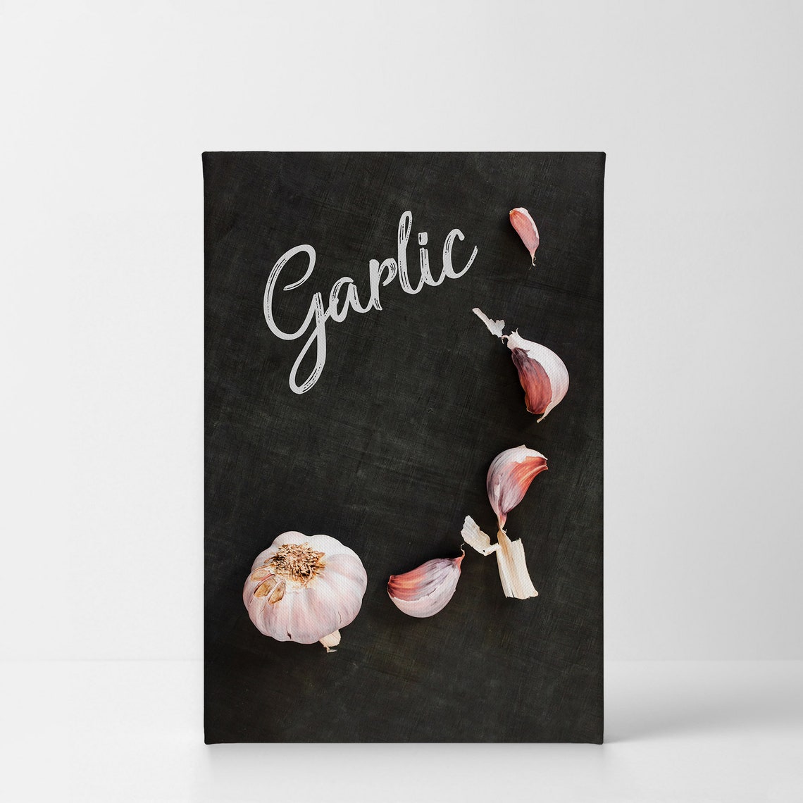 Garlic Lettering on Blackboard Kitchen Canvas Wall Art Print Restaurant ...