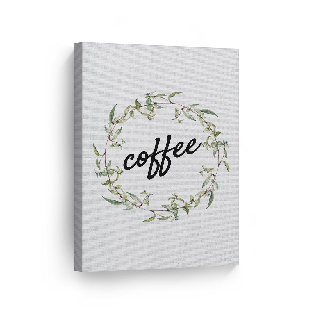 Coffee Floral Frame Canvas Wall Art Print Coffee Sign Kitchen Decor ...