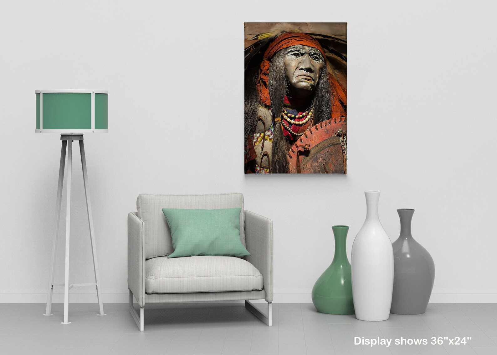 Indian Art Native American Sad Face CANVAS PRINT Indian Decor ...