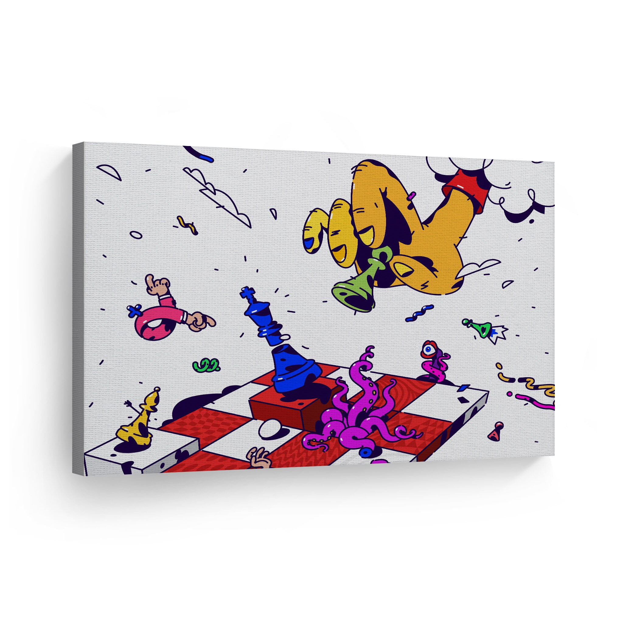 Chess Play Psychedelic Trippy Drawing Smoke Weed Canvas Wall | Etsy