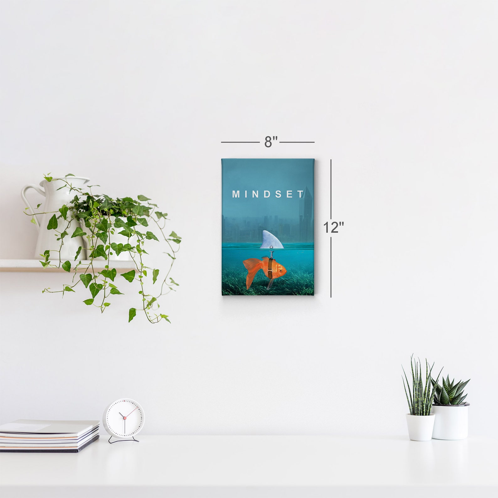 Mindset Canvas Print Goldfish Shark Entrepreneur Inspirational ...