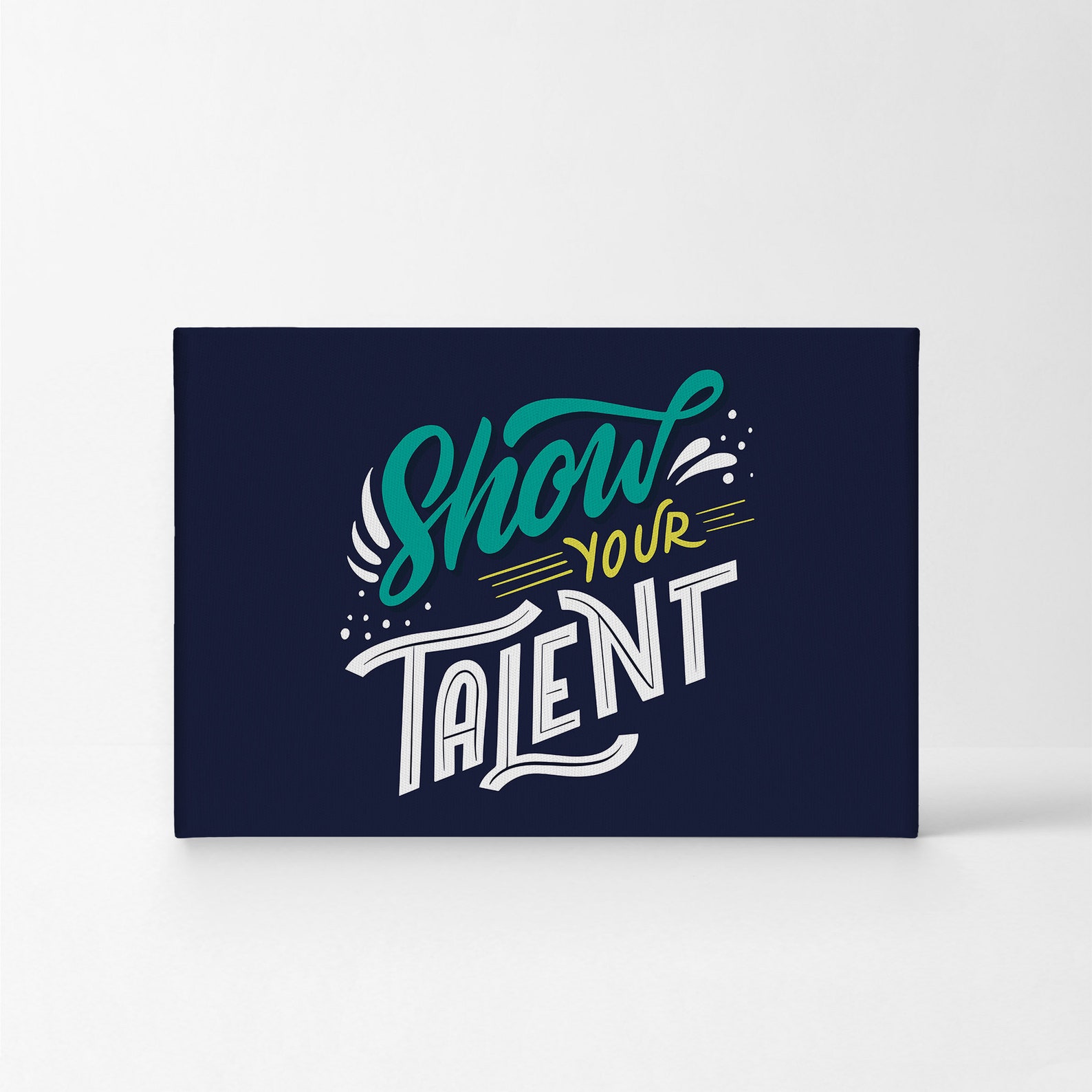 Show Your Talent Quote Retro Dark Blue Motivational Canvas Wall Art ...