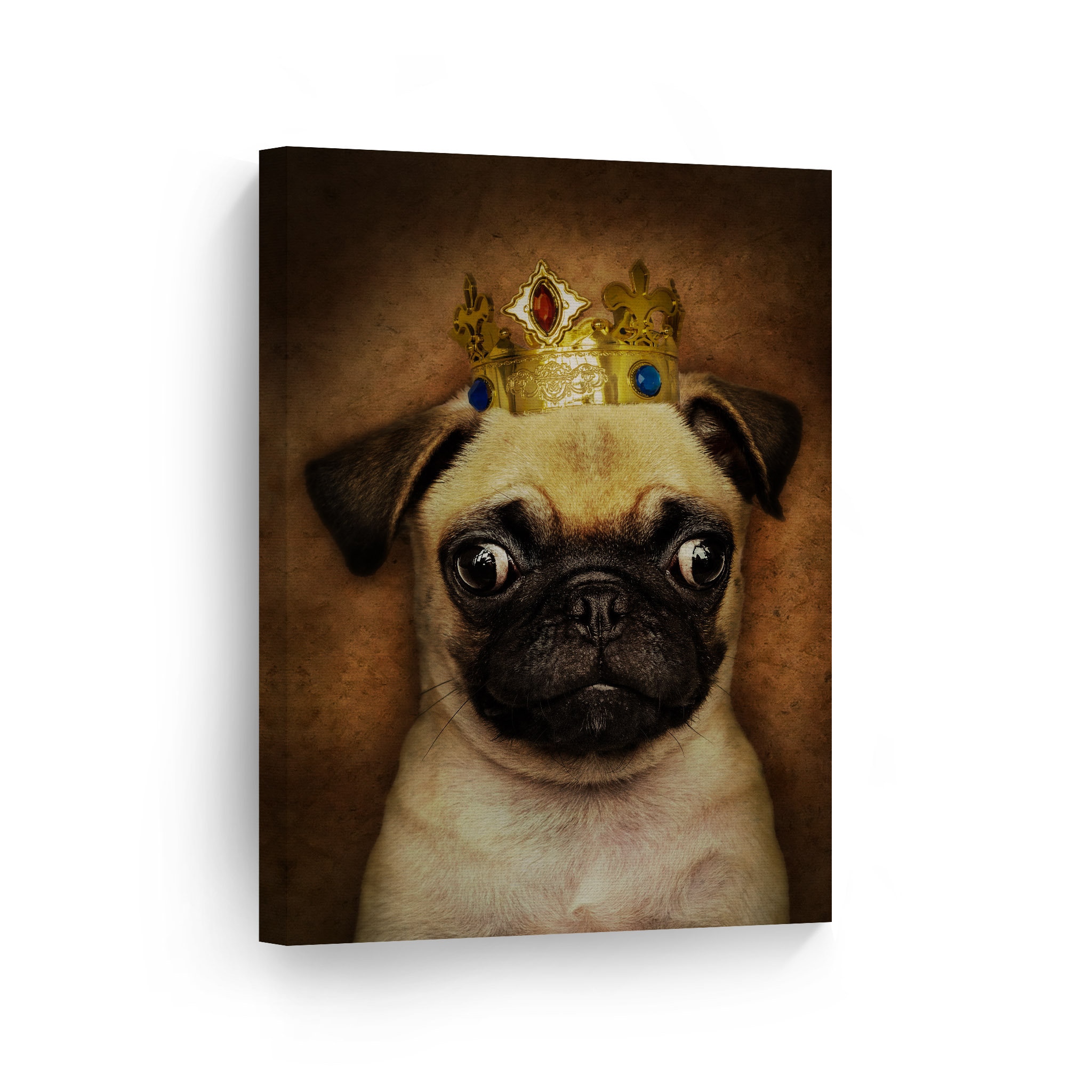 King Pug with Crown Animal Canvas Wall Art Print Pet Owner Dog | Etsy