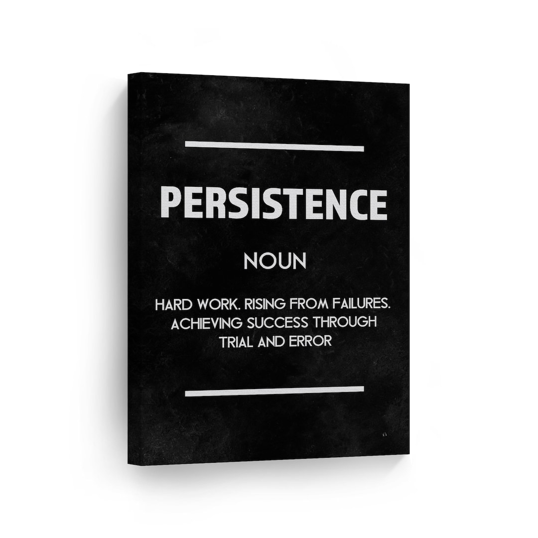 Persistence Definition Dictionary Black Motivational Canvas Wall Art ...