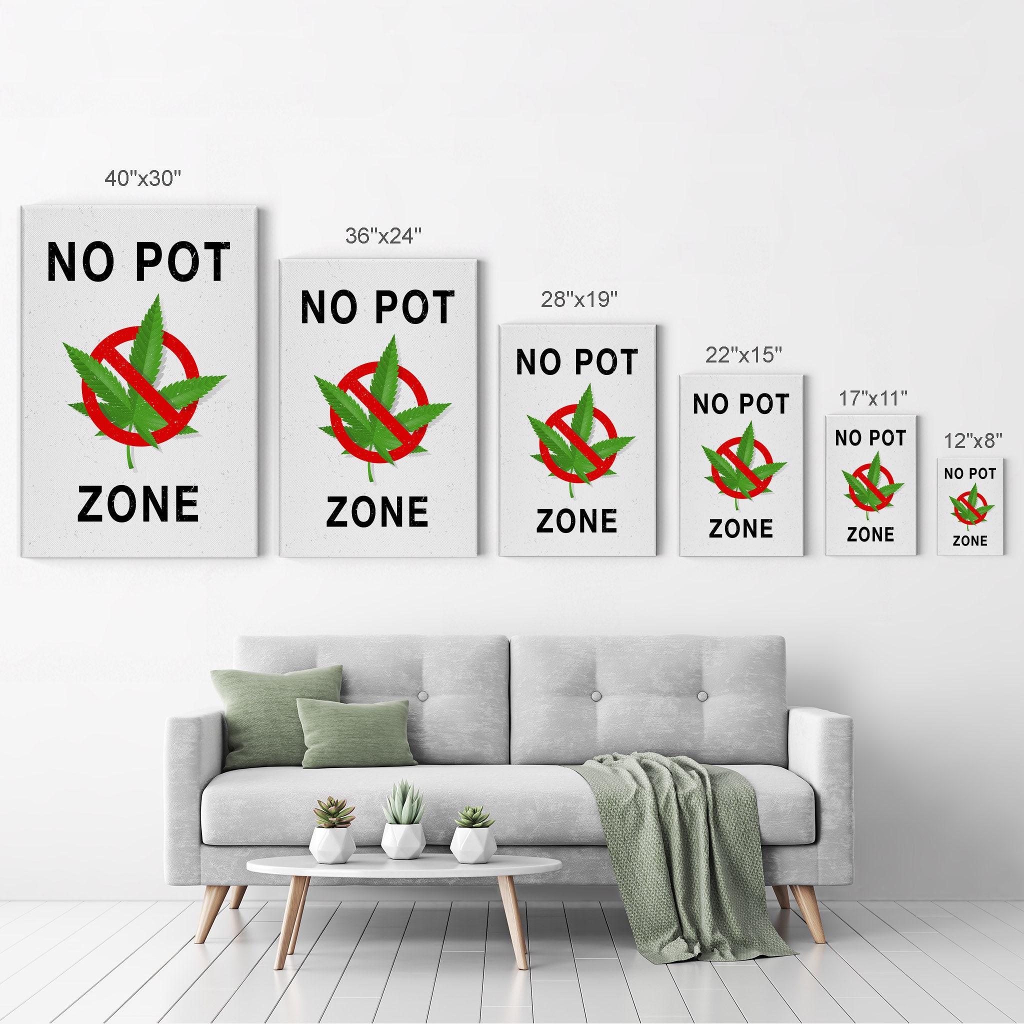 No Smoking Zone Marijuana Warning Sign Smoke Weed Canvas Wall | Etsy