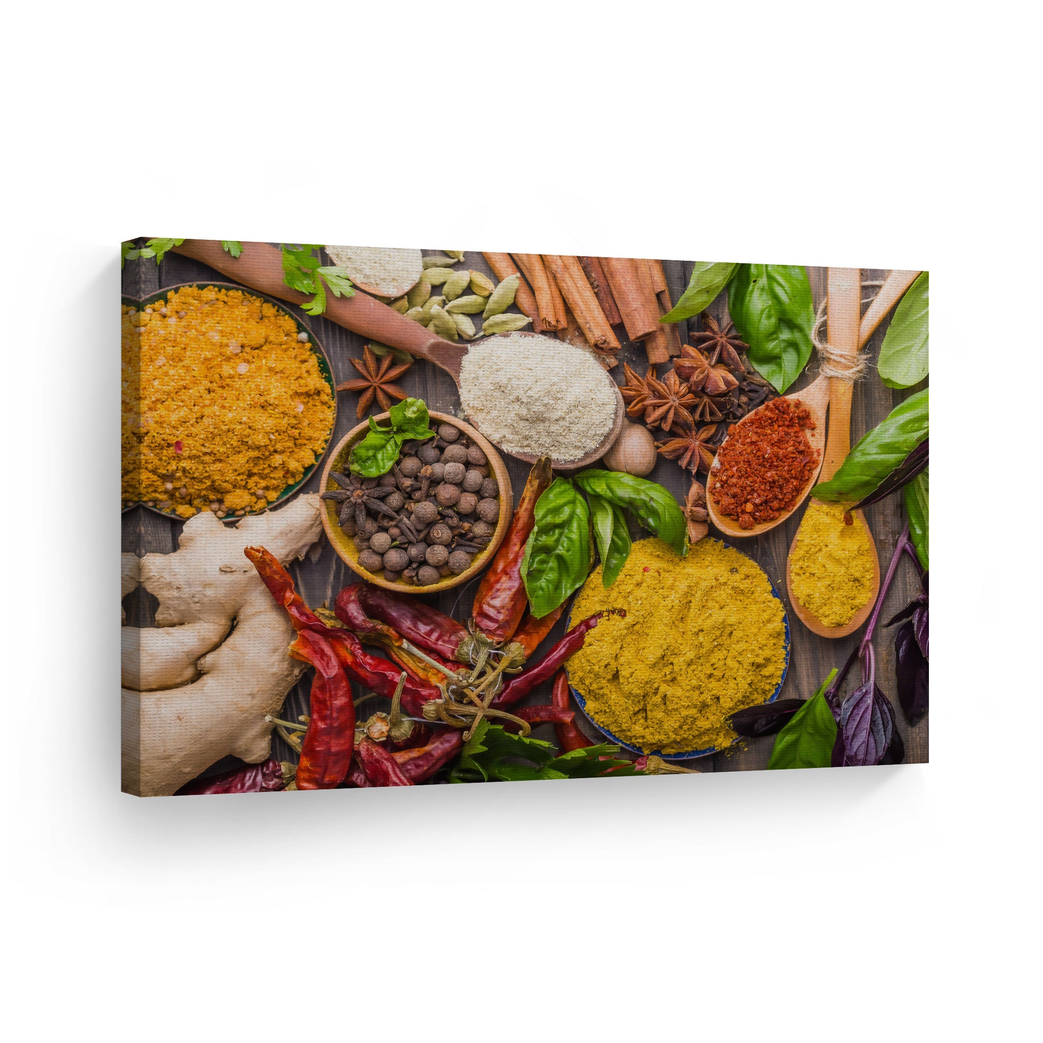 Colorful Spices and Herbs Kitchen Canvas Wall Art Print | Etsy