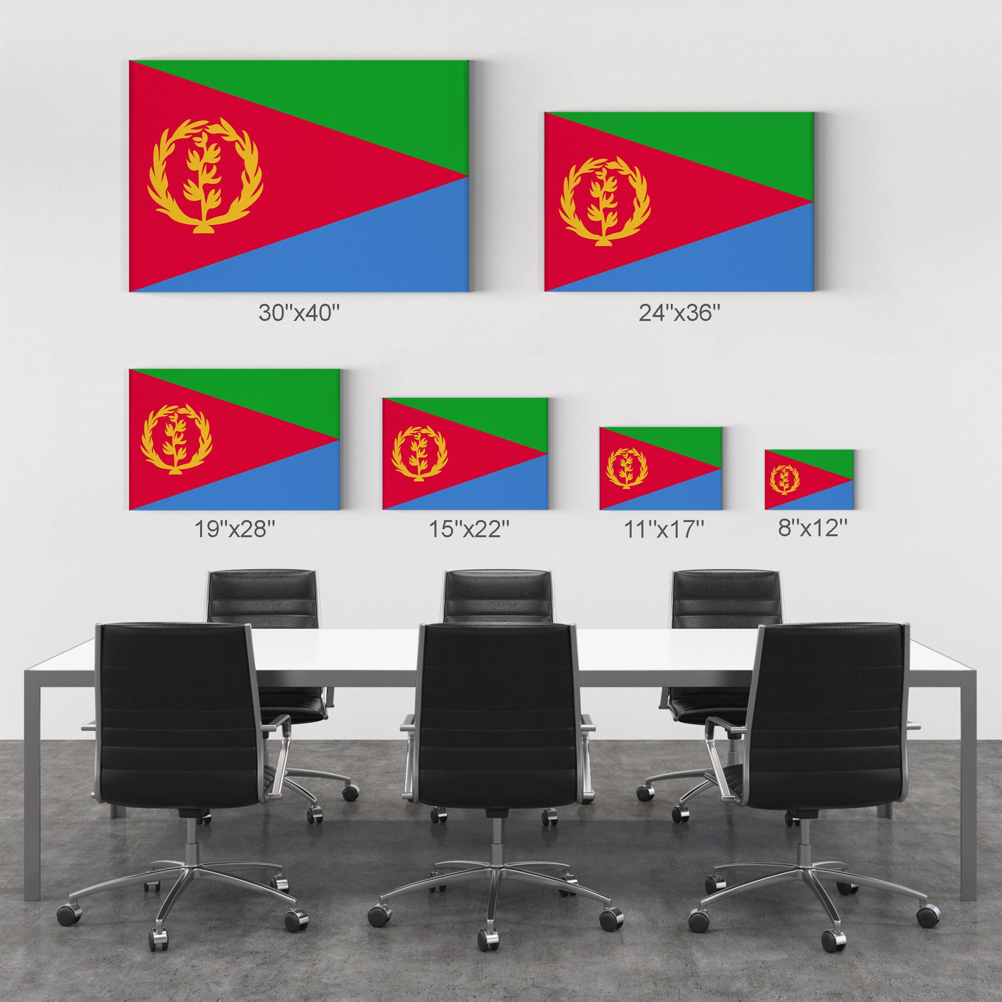 Eritrea Flag CANVAS or METAL Wall Art Print Country Flags Office Living ...