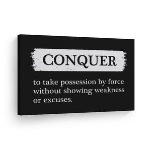 Conquer Definition Black and White Dictionary Motivational Canvas Wall ...